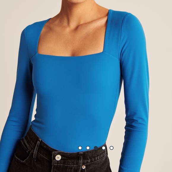 Abercrombie & Fitch | Tops | Abercrombie Small Blue Long Sleeve Seamless Square Neck Bodysuit ...